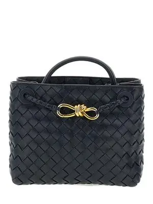 Bottega Veneta Woven Handbag With Gold Tone Detail - Blue