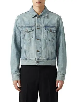 Fear Of God Bleached Cotton Denim Jacket - Blue