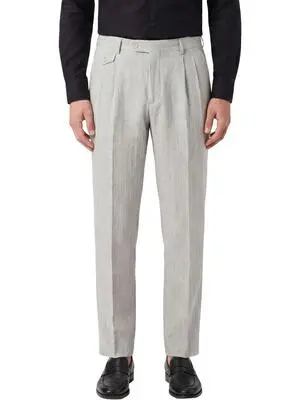 Dolce & Gabbana Tapered Pleated Pinstripe Linen Trousers - Striped