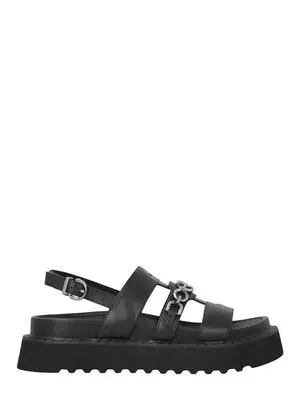 Pinko Platform Heeled Sandals With Chain Detailing - Black