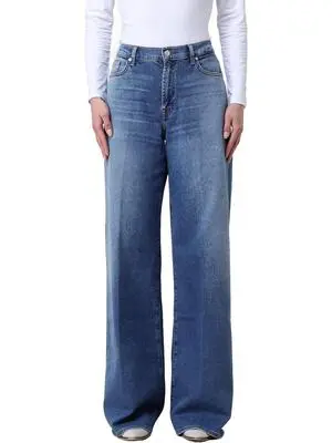 7 For All Mankind Wide Leg Cotton Denim Jeans - Blue