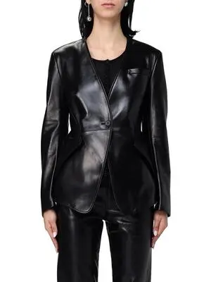 Alexander McQueen Leather Jacket With Classic Collar - Black