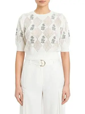 TWINSET Knit Top With Floral Motif - Multicolor