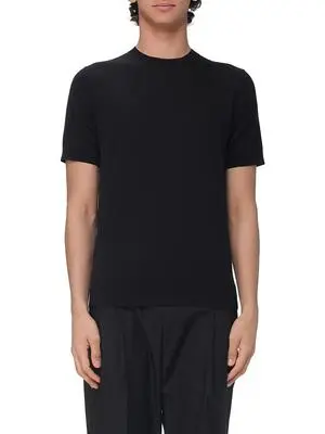 PAOLO PECORA Short Sleeve Silk Cotton Blend Sweater - Black