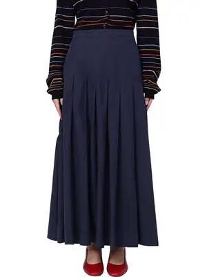 Paul Smith Pleated Cotton Blend Skirt - Blue