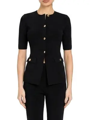 TWINSET Single Breasted Blazer In Viscose Blend - Black