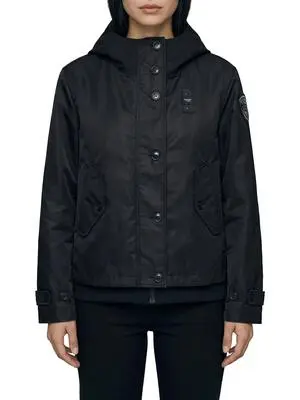 BLAUER. Hooded Logo Windbreaker Jacket - Black