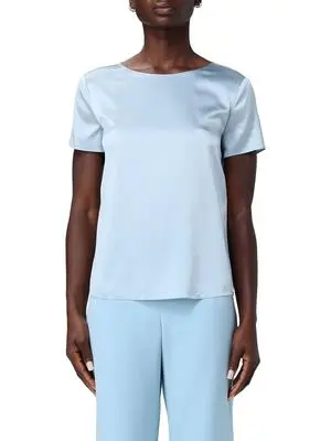 Emporio Armani Stretch Silk Satin Blouse - Blue