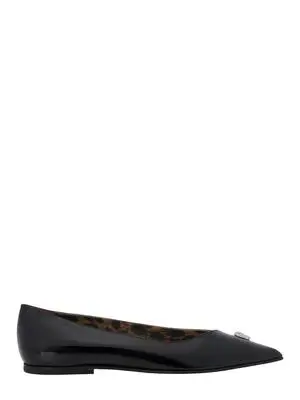 Philipp Plein Patent Leather Ballet Flats With Skull Embellishment - Black