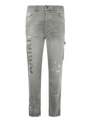Amiri Distressed Paint Splatter Jeans - Olive