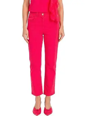 TWINSET Cropped Stretch Cotton Trousers - Fuchsia
