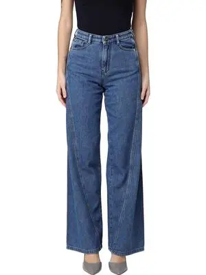 Emporio Armani Cotton Denim Wide Leg Jeans - Blue