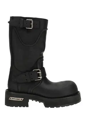 Balenciaga Venom Mid-calf Leather Biker Boots - Black