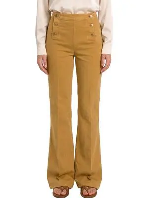 TWINSET Flared Stretch Cotton Trousers - Brown