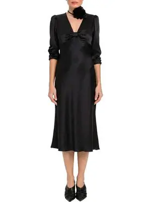 TWINSET Satin Midi Dress - Black