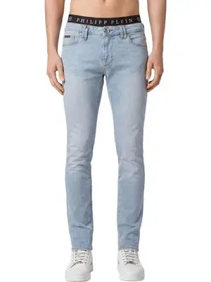 Philipp Plein Slim Fit Skinny Jeans In Cotton - Blue