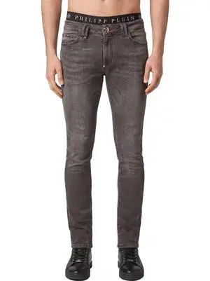 Philipp Plein Slim Fit Skinny Jeans In Cotton - Grey