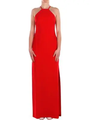 Ralph Lauren Maxi Dress With Halter Neckline And Slit - Red