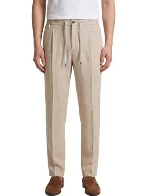 PT TORINO Linen Drawstring Trousers - Beige