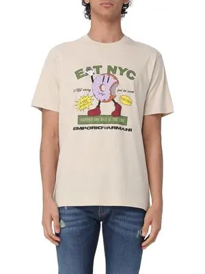Emporio Armani Printed Cotton T-shirt Beige