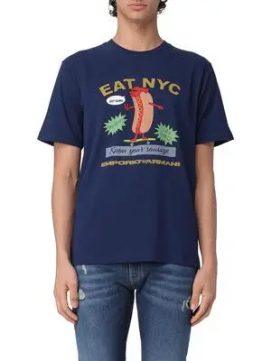 Emporio Armani Printed Cotton T-shirt Blue