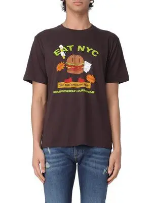 Emporio Armani Printed Cotton T-shirt Brown