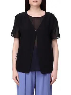 Emporio Armani Sheer Overlay Top - Black