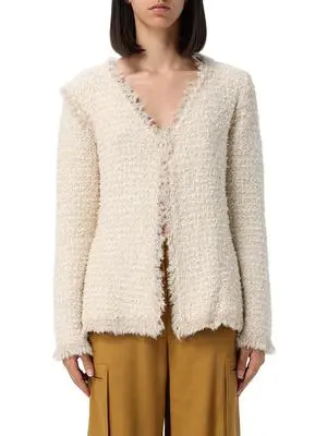TWINSET Cotton Bouclé Jacket With Frayed Hem - Ivory