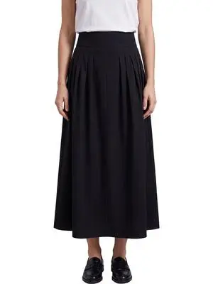 Studio Nicholson Pleated Cotton Midi Skirt - Black