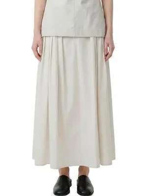 Studio Nicholson Pleated Cotton Midi Skirt - Ivory