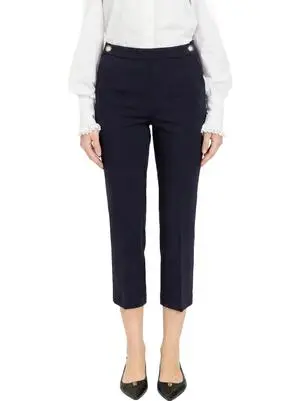 TWINSET Cropped Viscose Blend Trousers - Blue