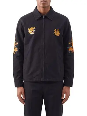 Y’s For X Masses Cotton Shirt Jacket With Graphic Print And Zip Closure - Black