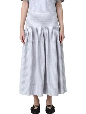 Paul Smith Striped Cotton Blend Midi Skirt - Gnawed Blue