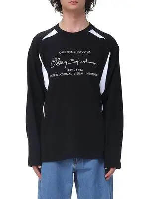 Obey Cotton Long Sleeve T-shirt With Logo - Black