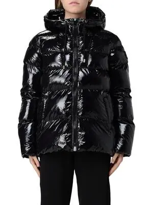 Pinko Quilted Waterproof Nylon Short Puffer Jacket With Hood And Elasticated Cuffs - Black