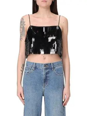 SELF-PORTRAIT Sequin Embellished Cropped Top - Black