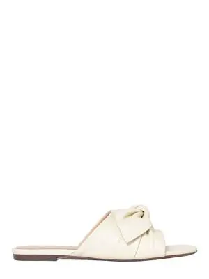 COCCINELLE Furoshiki Leather Mules With Bow Detailing - Pearl