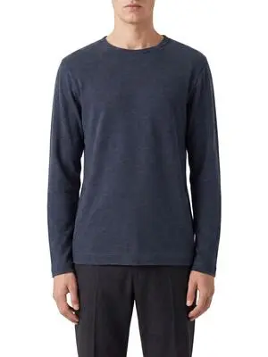 Closed Long-sleeved T-shirt In A Linen Blend With Crew Neck Black