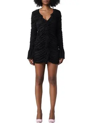 Blumarine Gathered V-neck Dress - Black