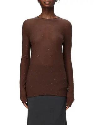 Pinko Long Sleeve Embellished Jumper - Brown