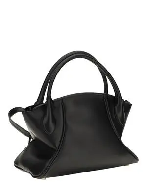 Balmain Pulse Hourglass Handbag In Smooth Leather With Padlock And Key - Black