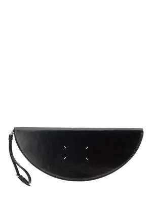 MAISON MARGIELA Halfmoon Leather Clutch With Wrist Strap - Black