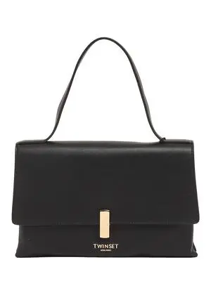 TWINSET Synthetic Leather Bag With Top Handle And Shoulder Strap - Black