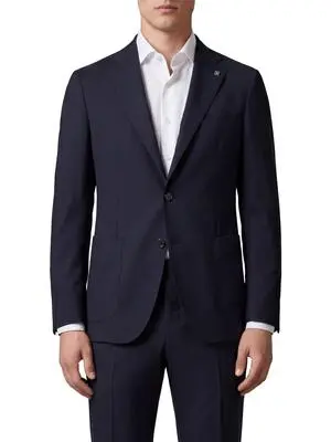 Tagliatore Single-breasted Blazer In Virgin Wool And Silk With Peak Lapels - Blue