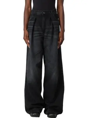 HAIKURE Wash Pleated Wide Leg Jeans - Black