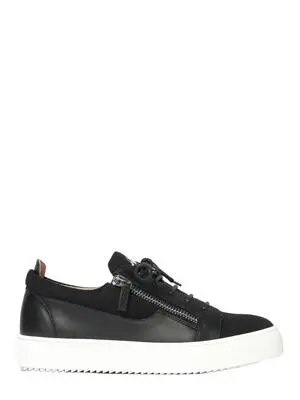 GIUSEPPE ZANOTTI Frankie Leather And Canvas Lace-up Sneakers - Black