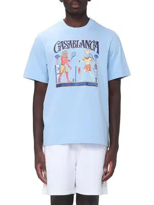Casablanca Organic Cotton Crew Neck T-shirt With Logo Print - Blue