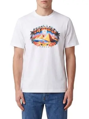 Casablanca Organic Cotton Crew Neck T-shirt With Logo Print - Ivory
