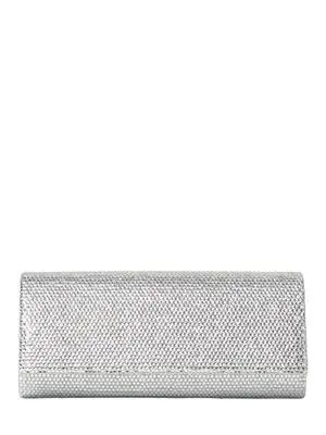 TWENTY FOURHAITCH French75 Glitter Fabric Clutch With Crystals - Silver