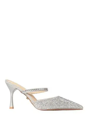 TWENTY FOURHAITCH Mango Glitter And Rhinestone Mules Silver